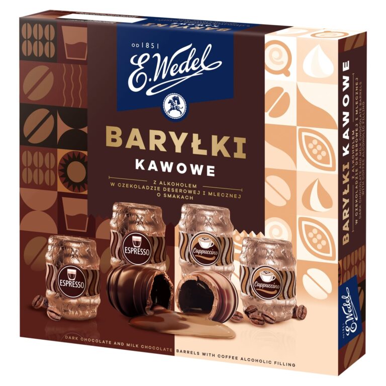 Baryłki kawowe z alkoholem w czekoladzie deserowej i mlecznej 200 g ...